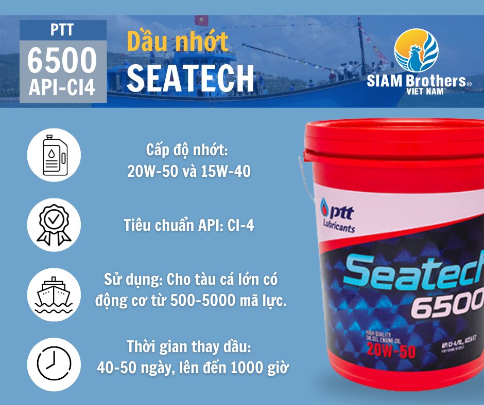 Dầu Nhớt PTT Seatech 5000, 6000, 6500 – Tối Ưu Cho Động Cơ Tàu Biển